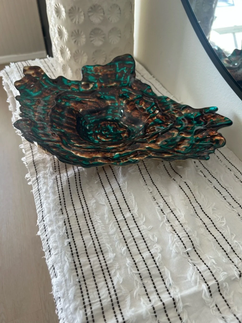 Vintage | Other | Vintage Iridescent Blue Gold Tone Oyster Bowl Organic ...